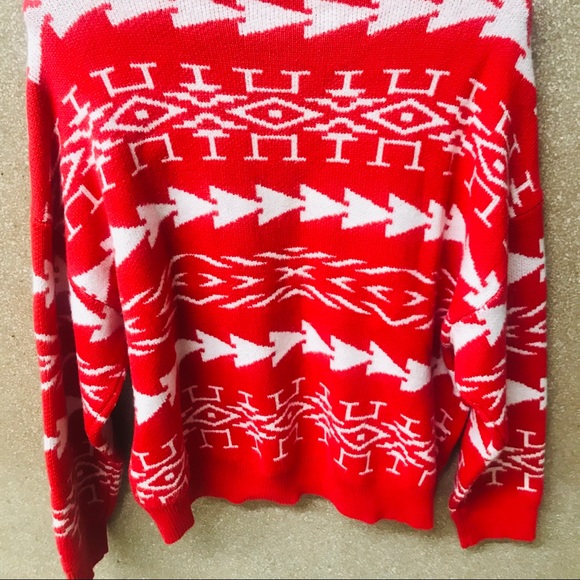 Express | Sweaters | Express Red Holiday Geometric Pullover Sweater Nwt ...